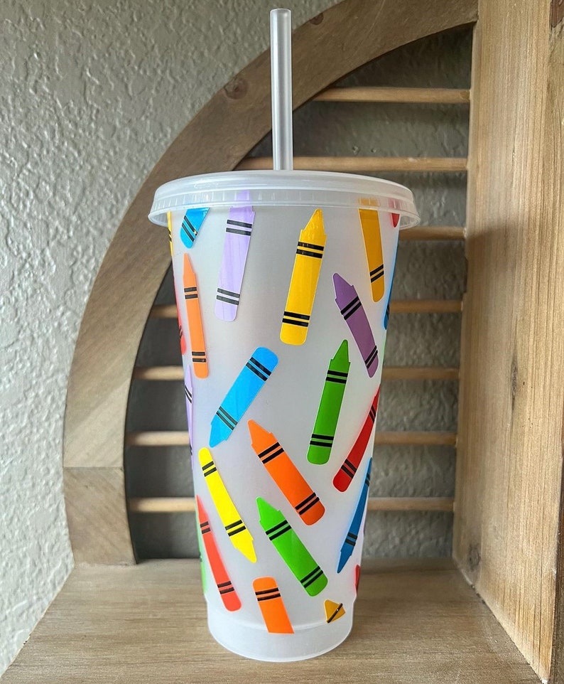 Teacher Crayon Cup 24 Oz Plastic Cup Custom Teacher Cup - Etsy