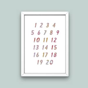 Numbers Poster | Rainbow Watercolor Numbers Print | Educational Art ...