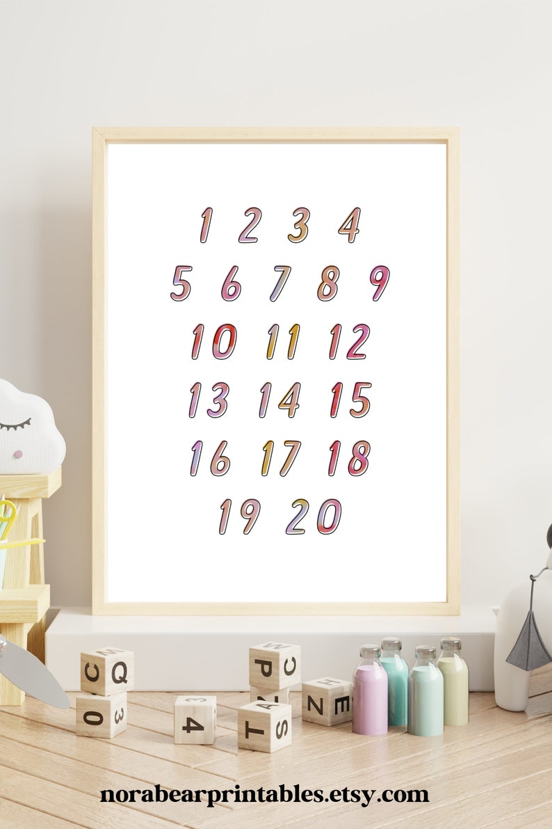 Numbers Poster | Rainbow Watercolor Numbers Print | Educational Art ...