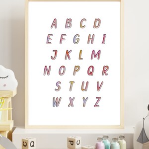 Alphabet Poster Rainbow Watercolor Alphabet Print Educational Art ABC ...