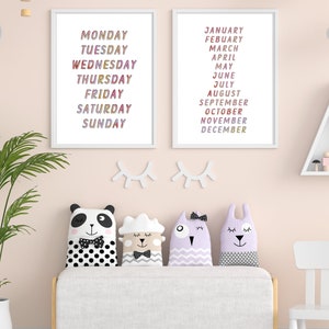 Days of the Week Poster | Educational Wall Art | Rainbow Text Printable ...