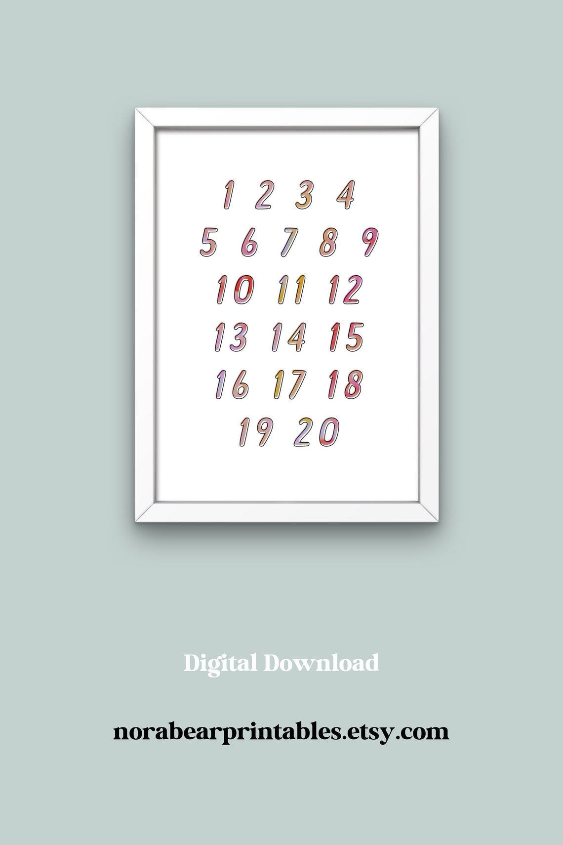 Numbers Poster | Rainbow Watercolor Numbers Print | Educational Art ...