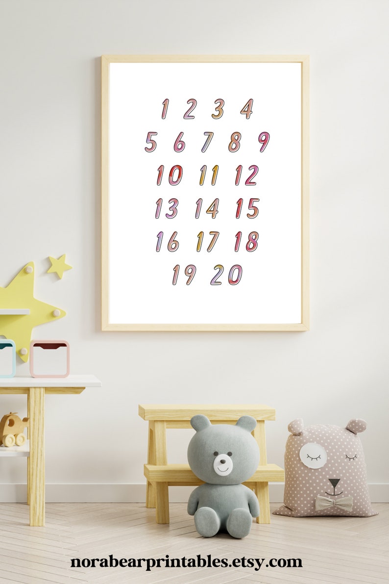Numbers Poster | Rainbow Watercolor Numbers Print | Educational Art ...