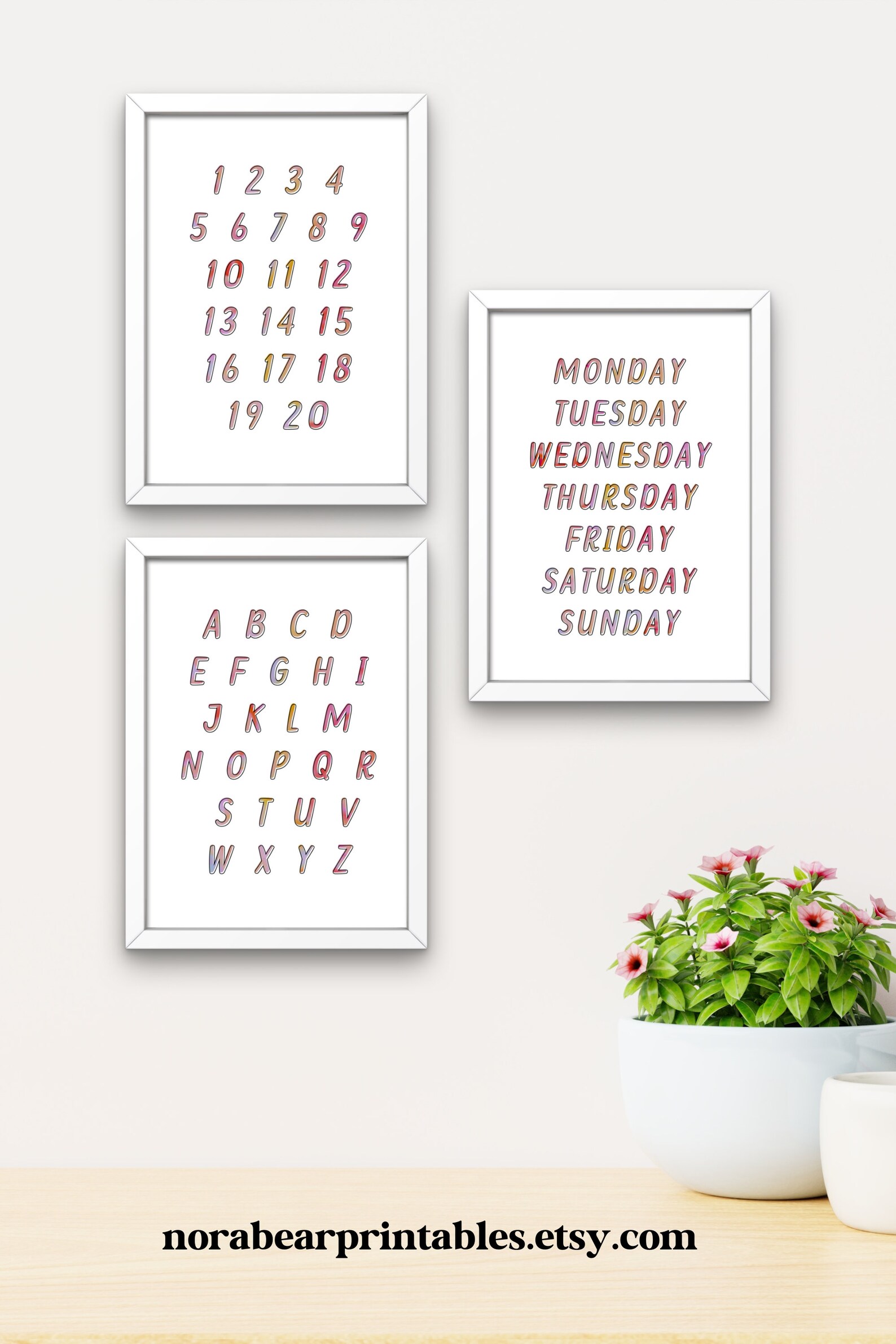 Days of the Week Poster | Educational Wall Art | Rainbow Text Printable ...