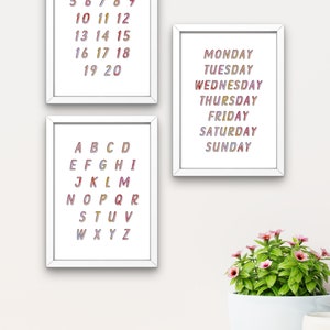 Days of the Week Poster | Educational Wall Art | Rainbow Text Printable ...