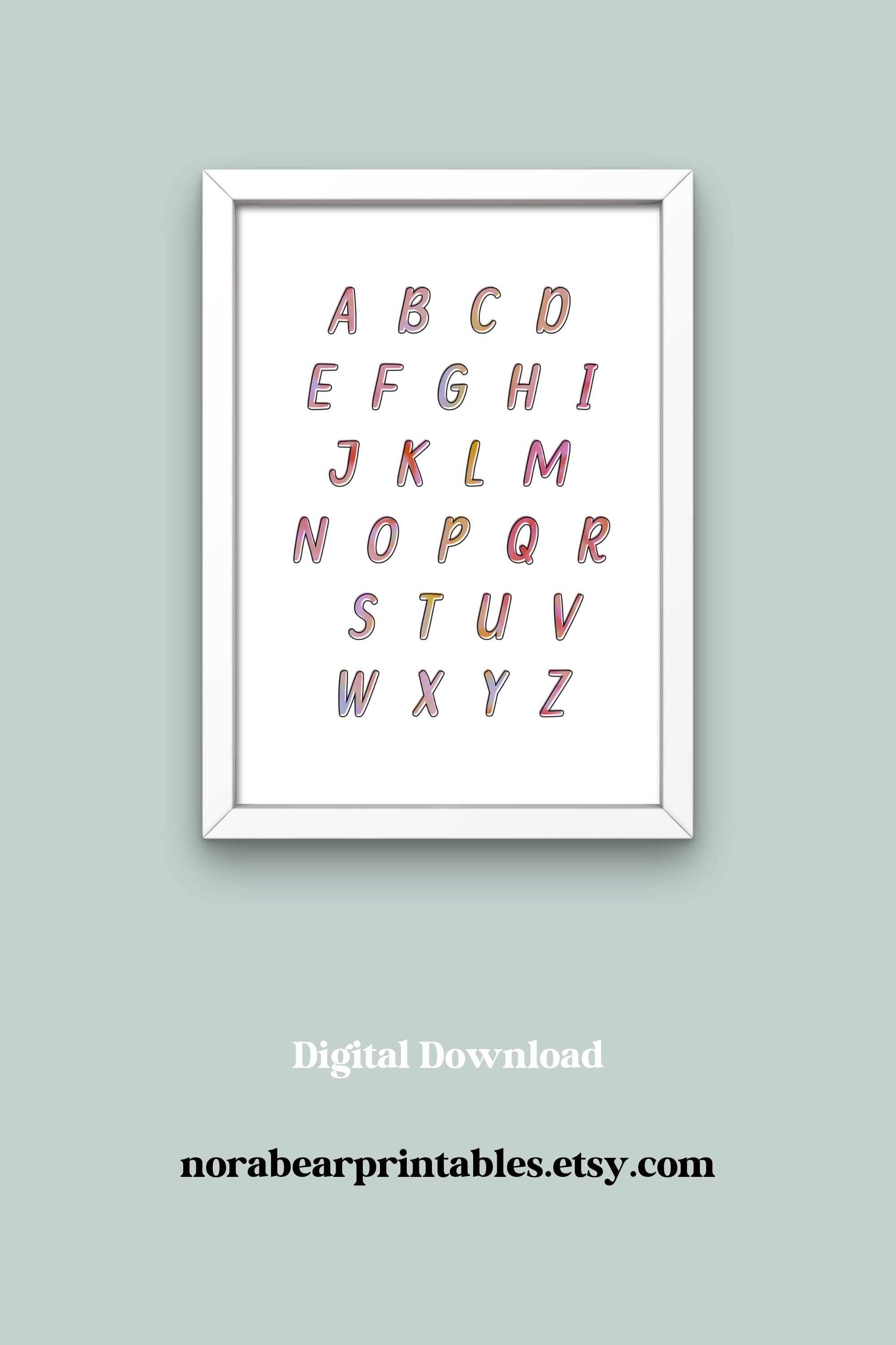 Alphabet Poster Rainbow Watercolor Alphabet Print Educational Art ABC ...