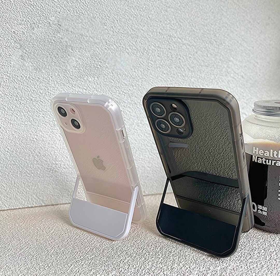 Luxury Holder Stand Bracket Transparent Silicone Phone Case for iPhone ...