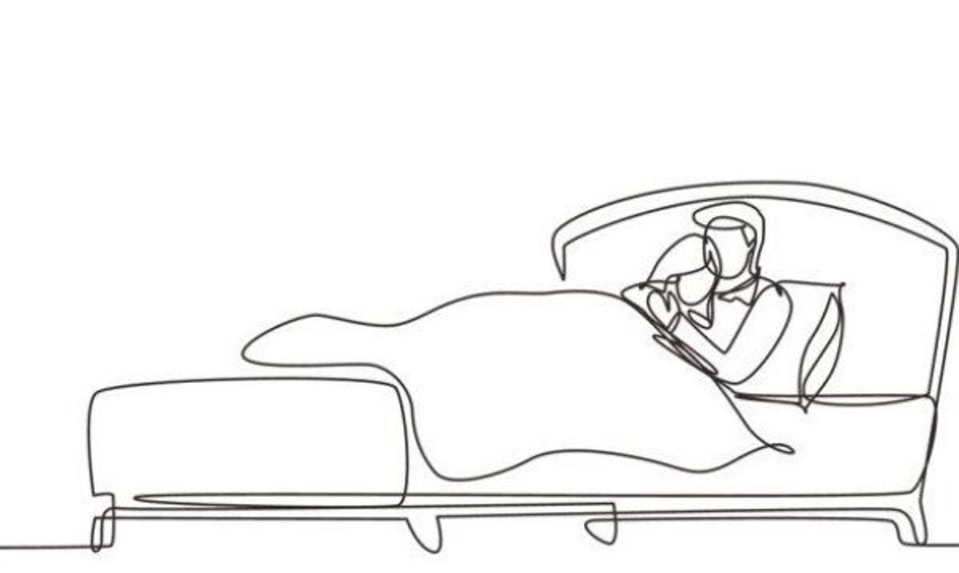 Single Continuous Line Drawing Wife and Husband Hugging and Lying on ...