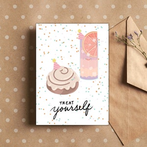 Cinnamon Roll Birthday Card Printable PDF Instant Download Iced Tea ...