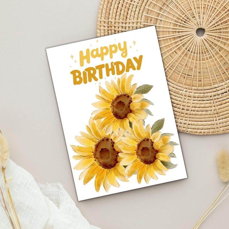 Greeting Sunflowers Cards - Etsy