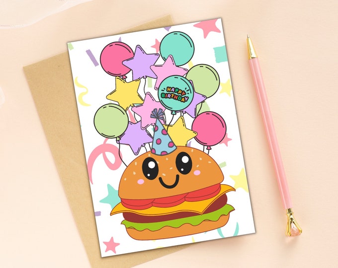 Happy Birthday Card Burger Whopper - Etsy UK