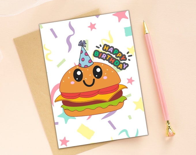 Happy Birthday Card Burger Whopper - Etsy UK