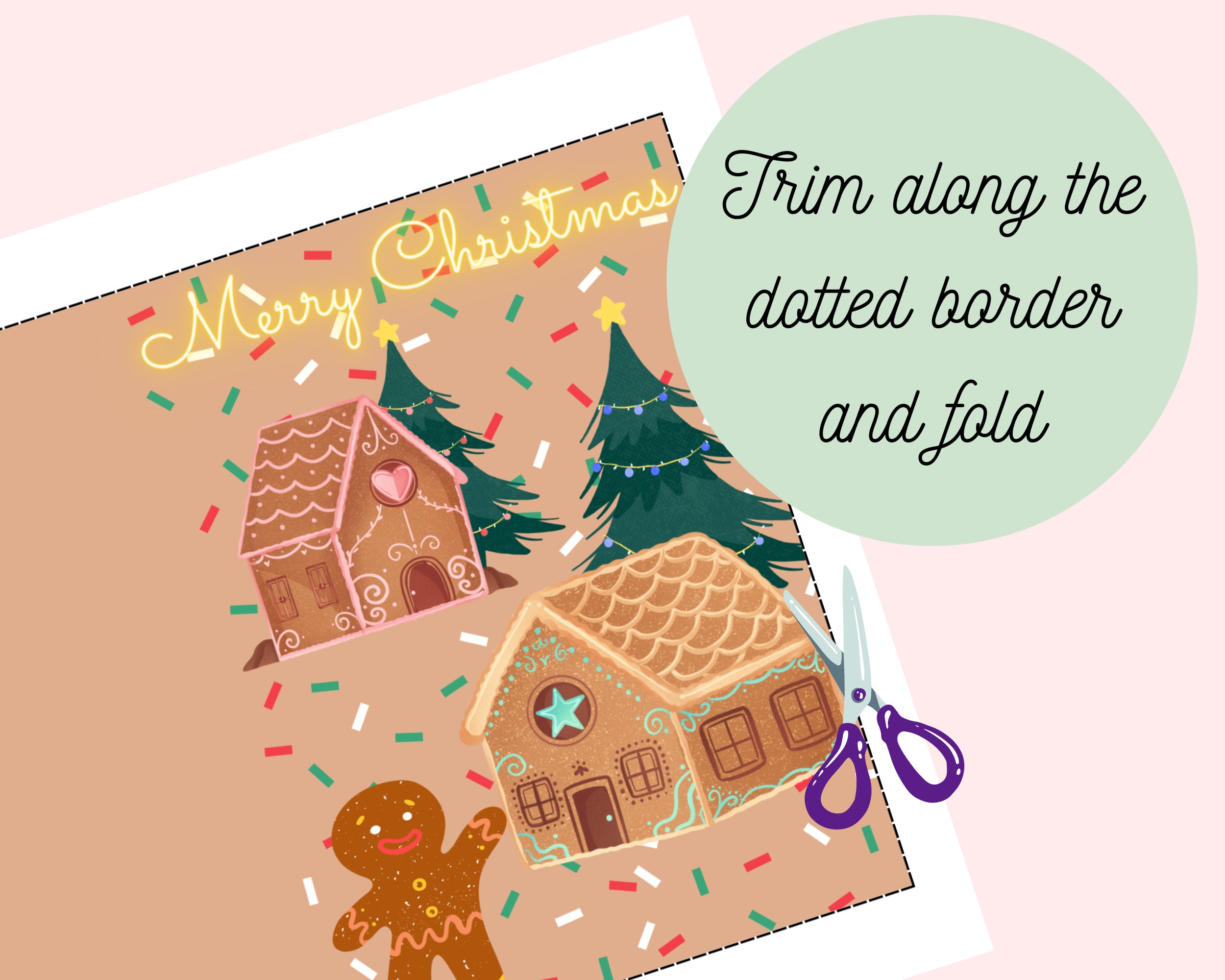 Printable Gingerbread Christmas Card PDF Digital Download Fun Christmas ...