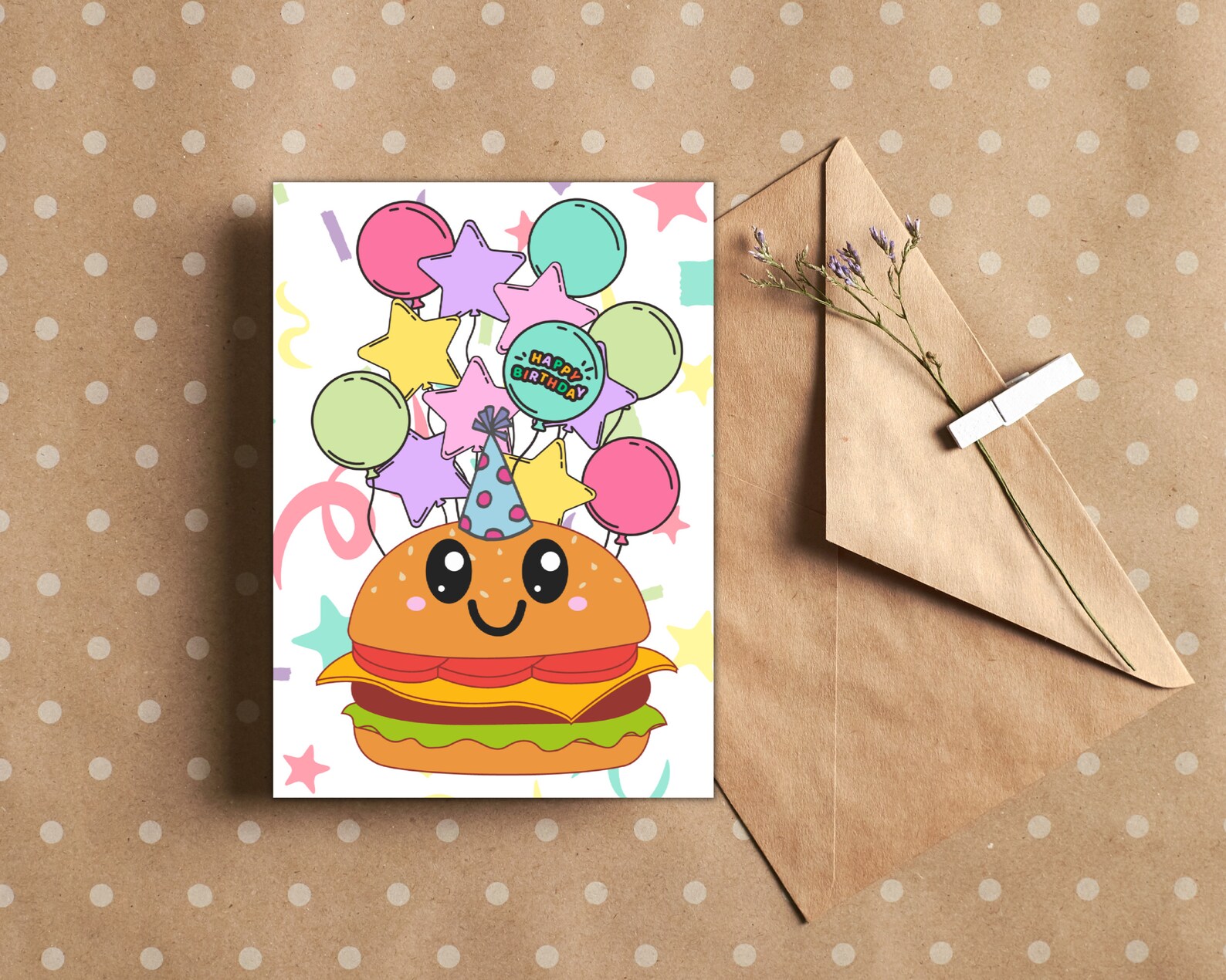 Burger Birthday Card Printable | PDF Instant Download | Hamburger ...