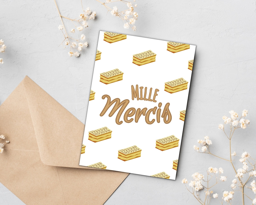 Mille-feuille Mille Mercis Card | PDF Instant Download | French Thank You Card, French Food ...