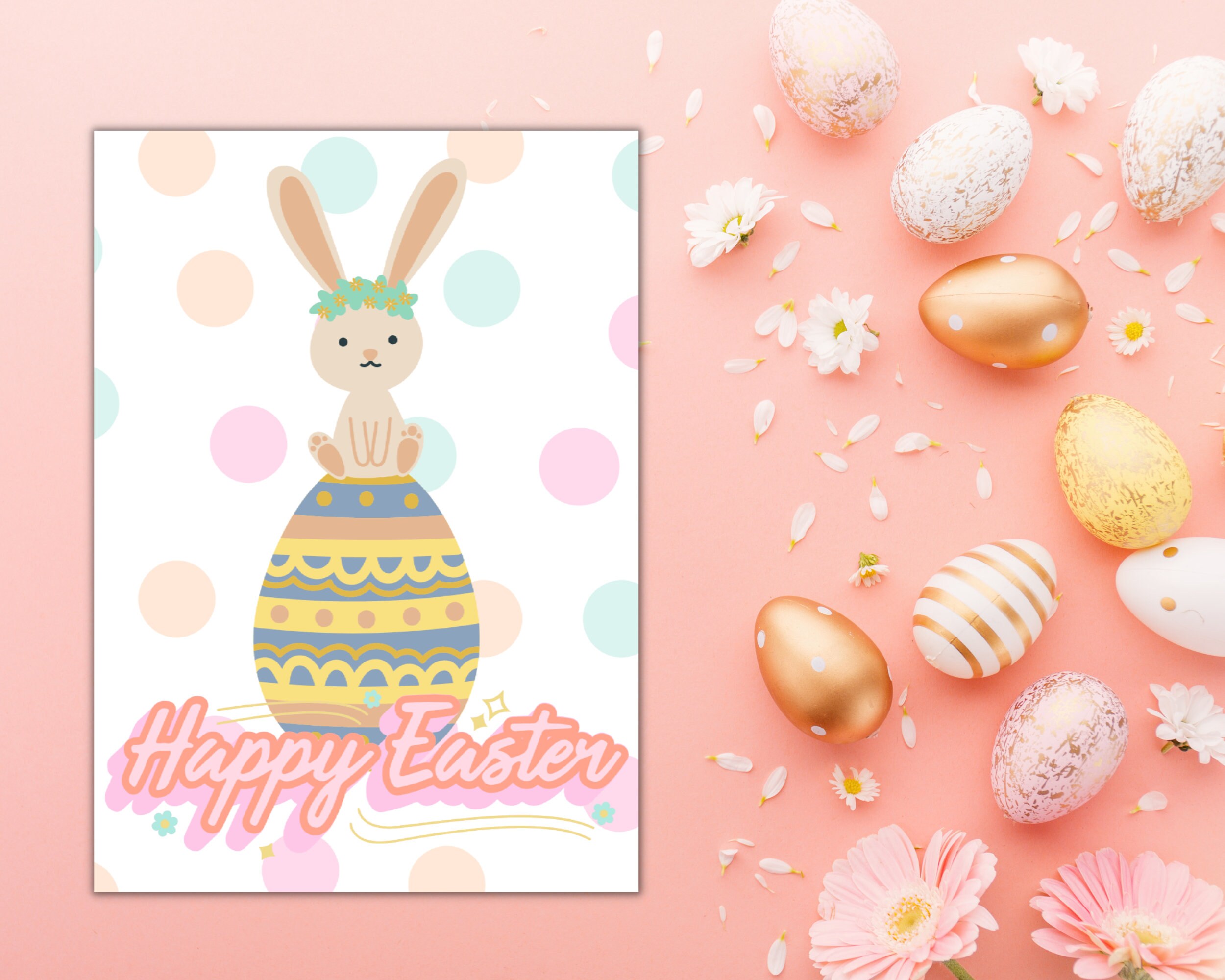 Printable Bunny Easter Card PDF Instant Download Classic Easter Bunny ...
