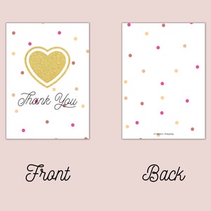 Gold Heart Thank You Card Printable | PDF Instant Download | Heart ...