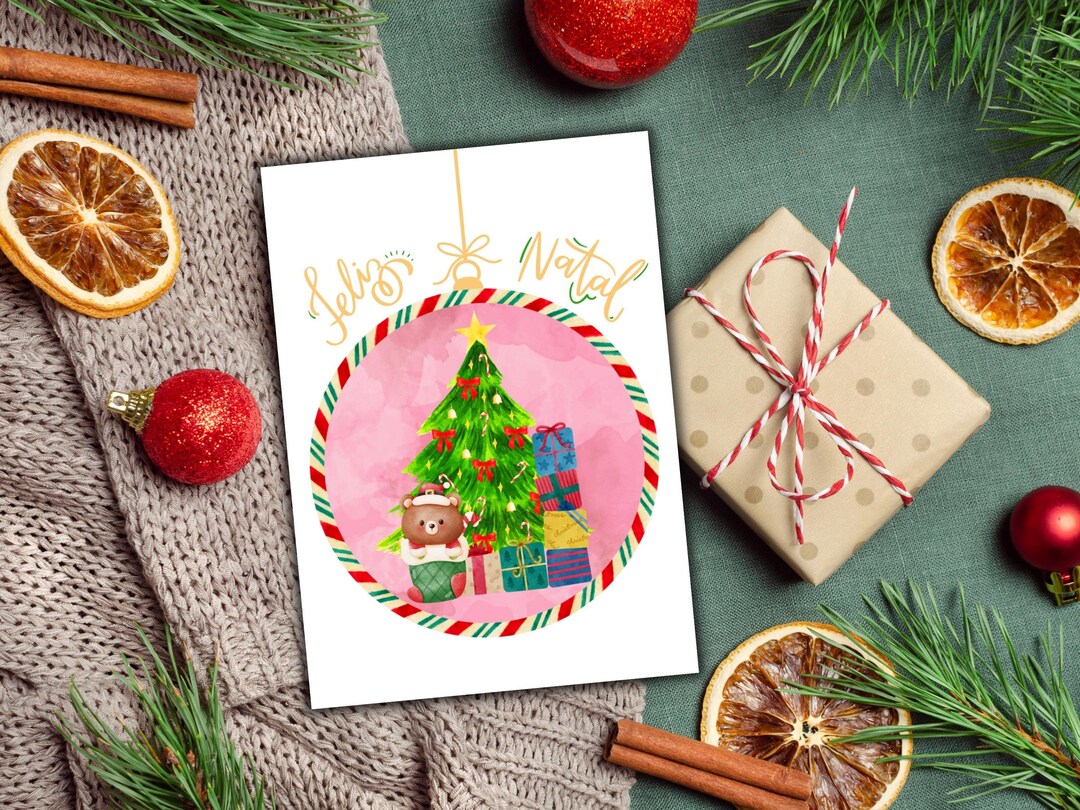 Printable Christmas Bear Ornament Christmas Card PDF Digital Download ...