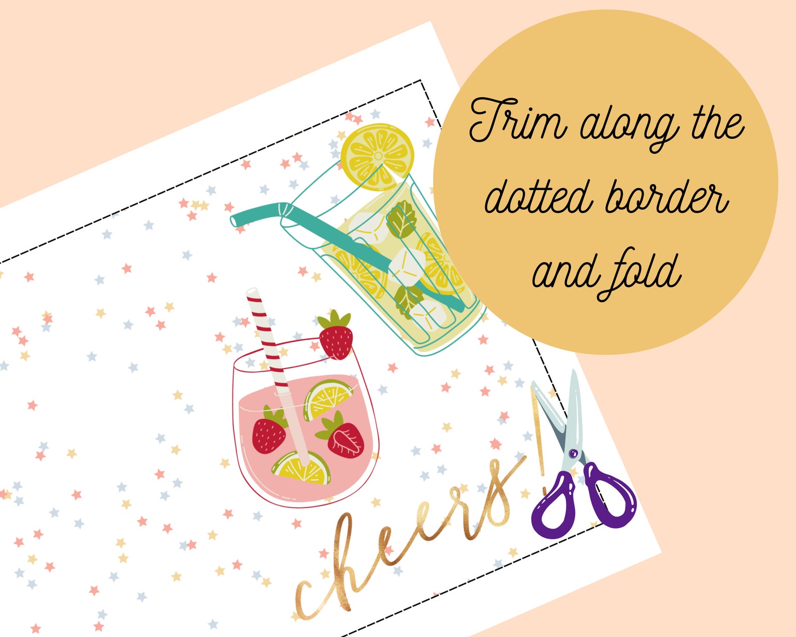 Cocktails cheers Greeting Card Printable PDF Instant Download Cocktail ...