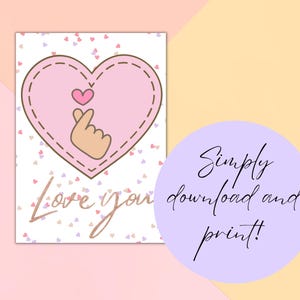 Finger Heart Love You Card | Korean Valentine's Day Greeting (PDF ...