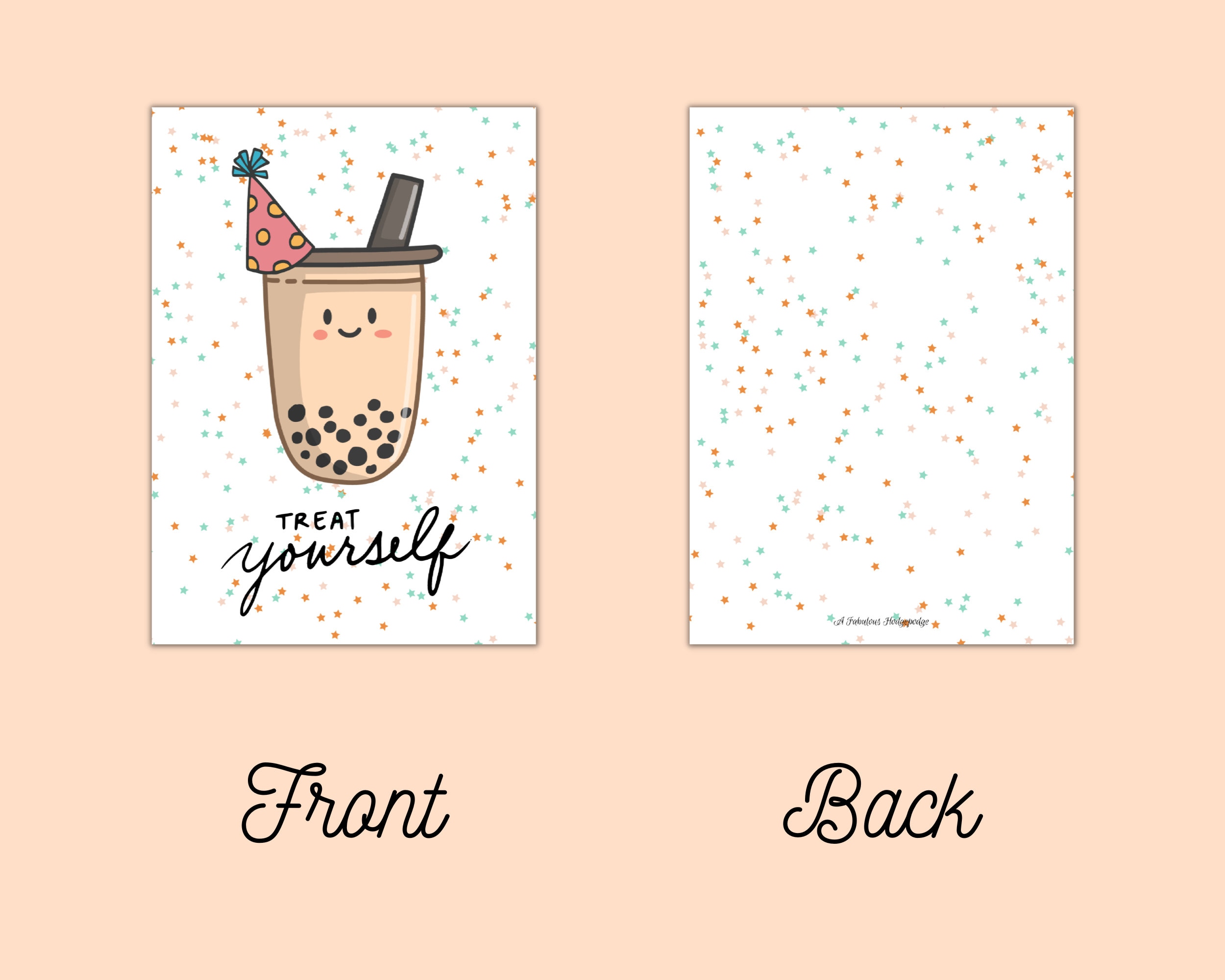 Printable Boba Birthday Card PDF Instant Download Treat Yourself Boba ...