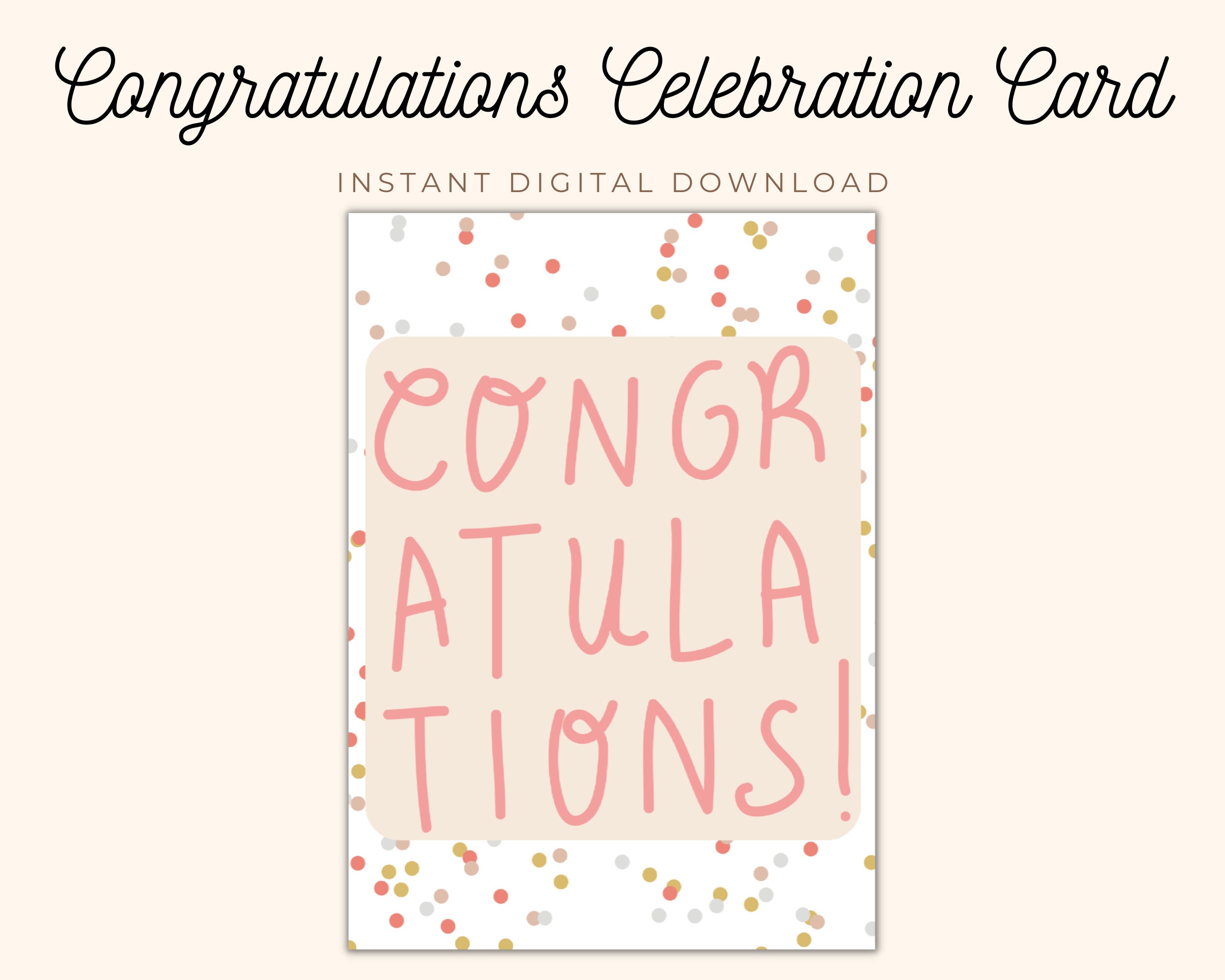 Congratulations Card Printable | PDF Instant Download | Celebratory ...