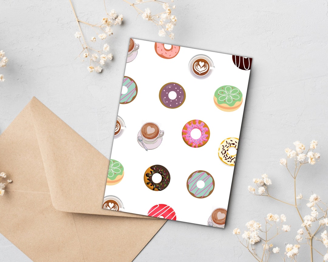 Doughnut Greeting Card | PDF Instant Download | Donut Greeting Card ...