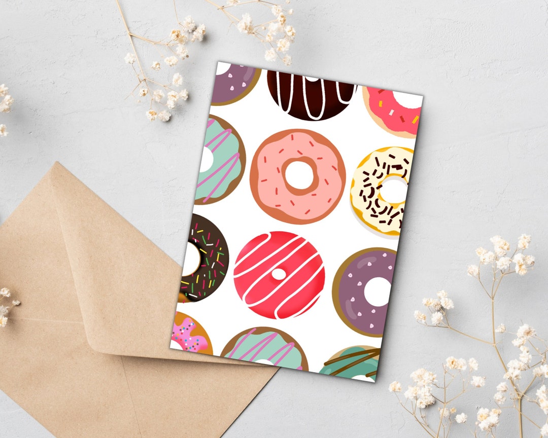 Doughnut Greeting Card | PDF Instant Download | Donut Card, Doughnut ...