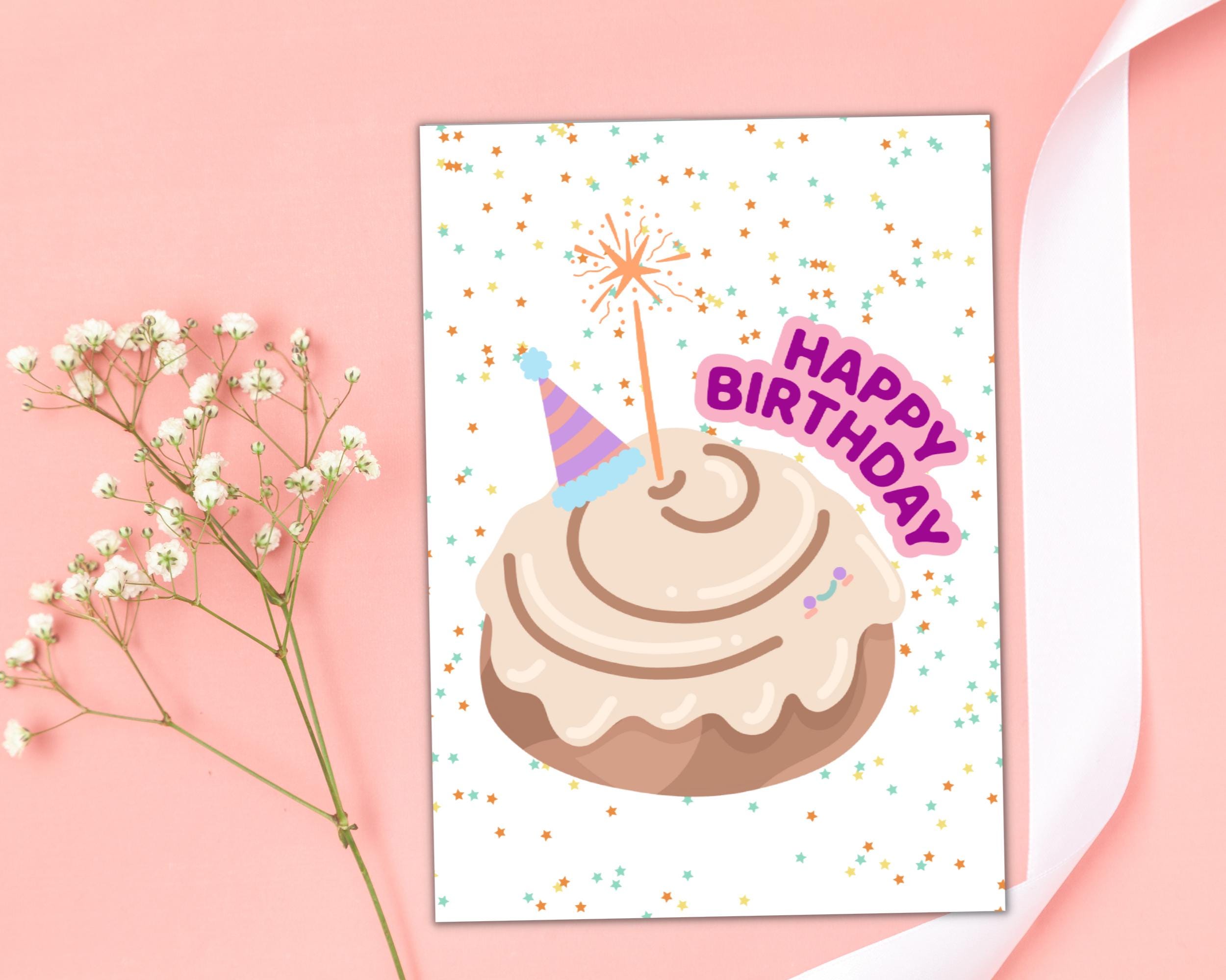 Cute Cinnamon Roll Birthday Card Printable (PDF Instant Download) - Etsy