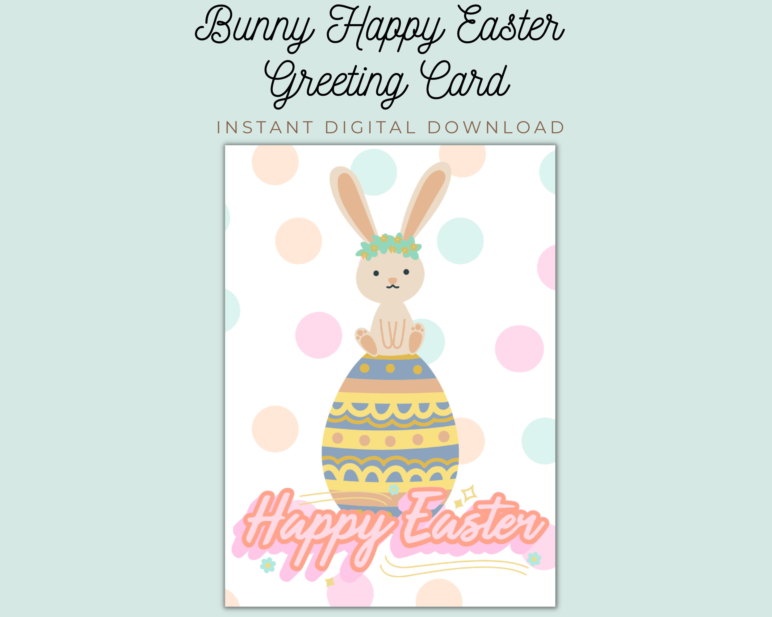 Printable Bunny Easter Card | Cute Easter Egg Card (PDF Download) - Etsy