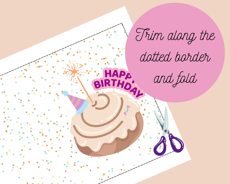 Cinnamon Roll Birthday Card Printable PDF Instant Download - Etsy