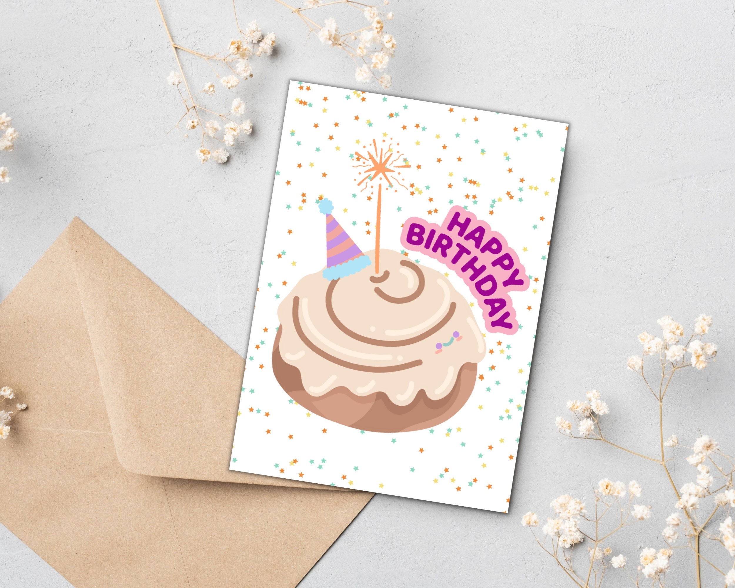 Cinnamon Roll Birthday Card Printable | PDF Instant Download | Cinnamon ...