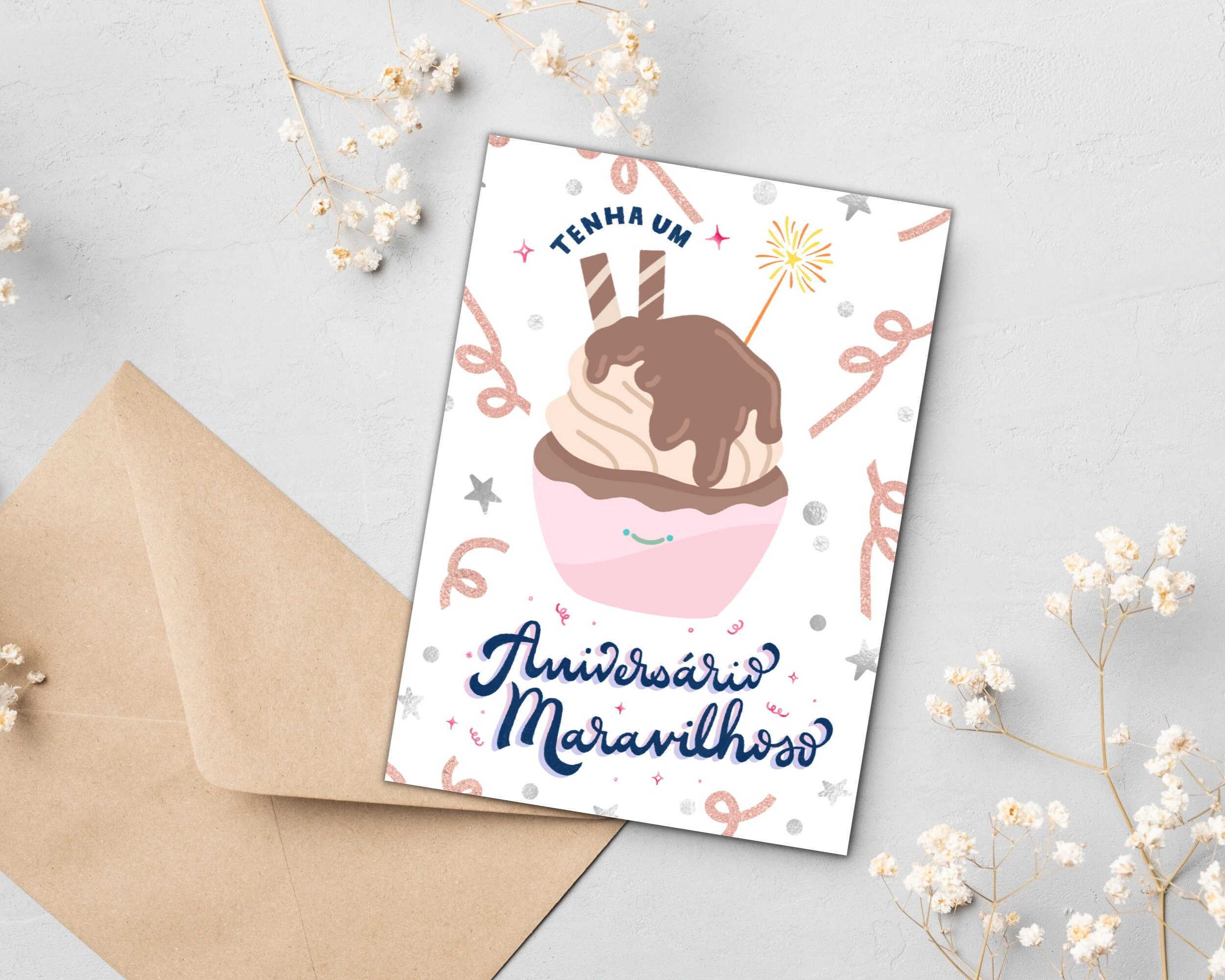 Portuguese Birthday Card Printable PDF Instant Download Tenha Um ...