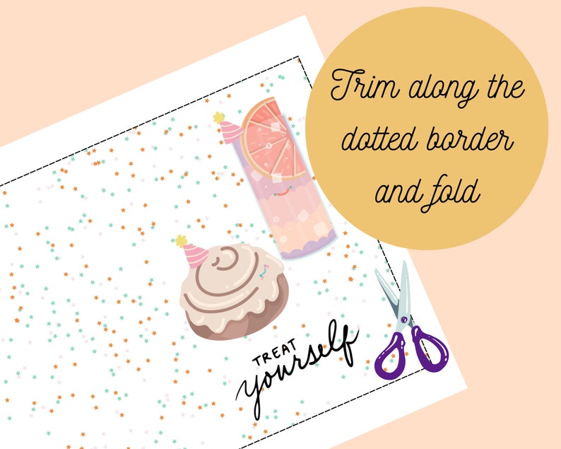 Cinnamon Roll Birthday Card Printable PDF Instant Download Iced Tea ...