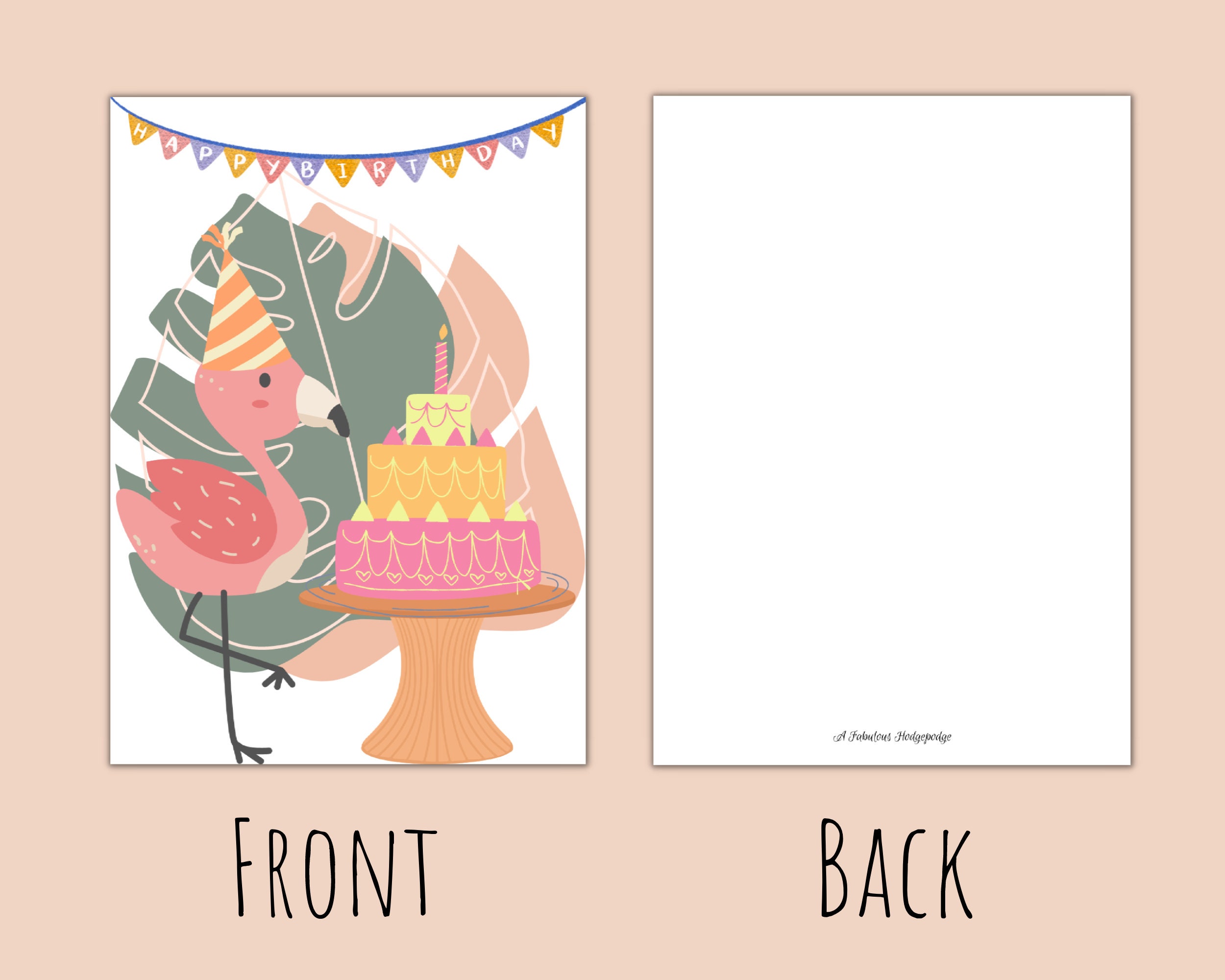 Printable Flamingo Birthday Card | PDF Digital Download | Birthday ...