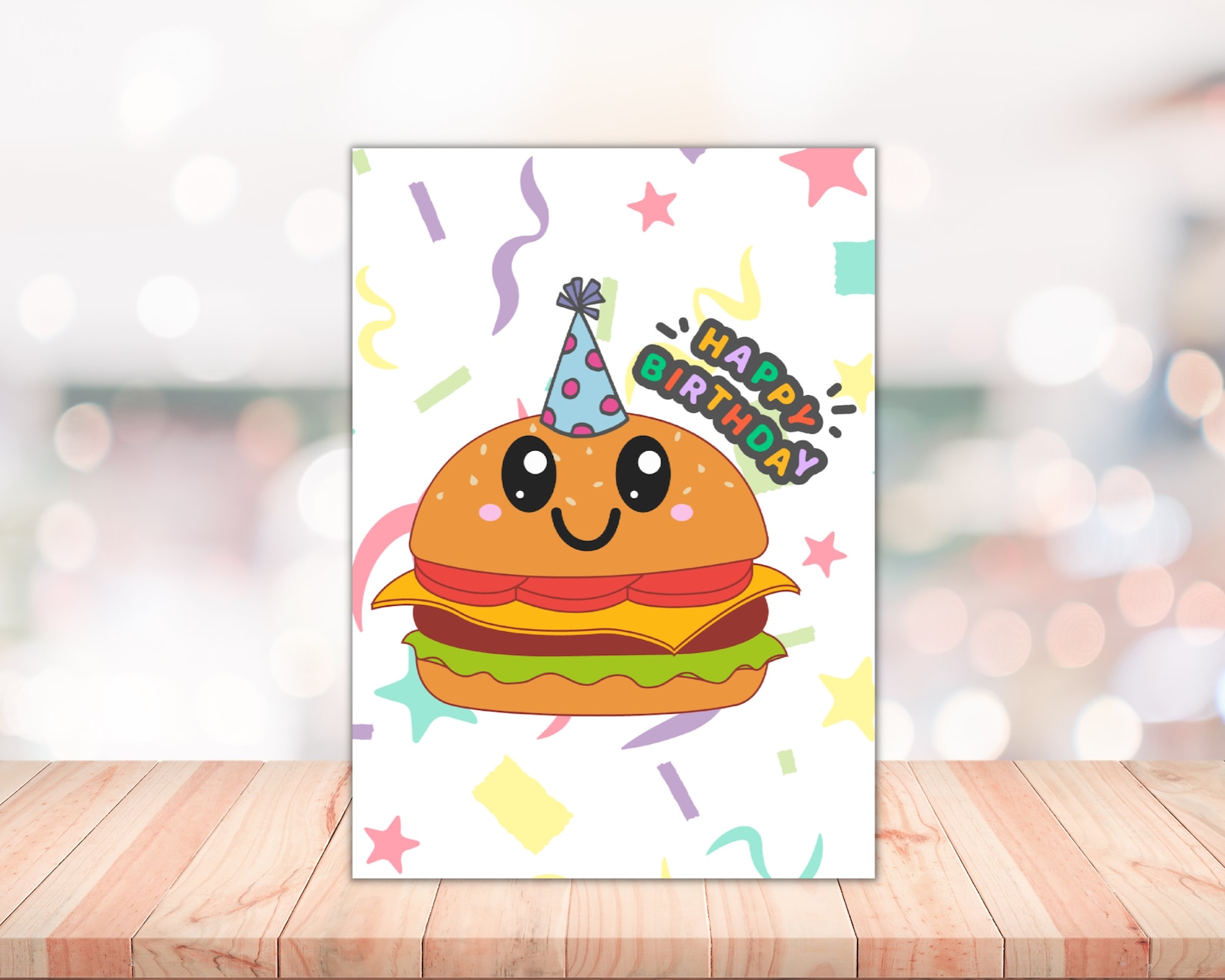 Burger Birthday Card Printable | PDF Instant Download | Hamburger ...