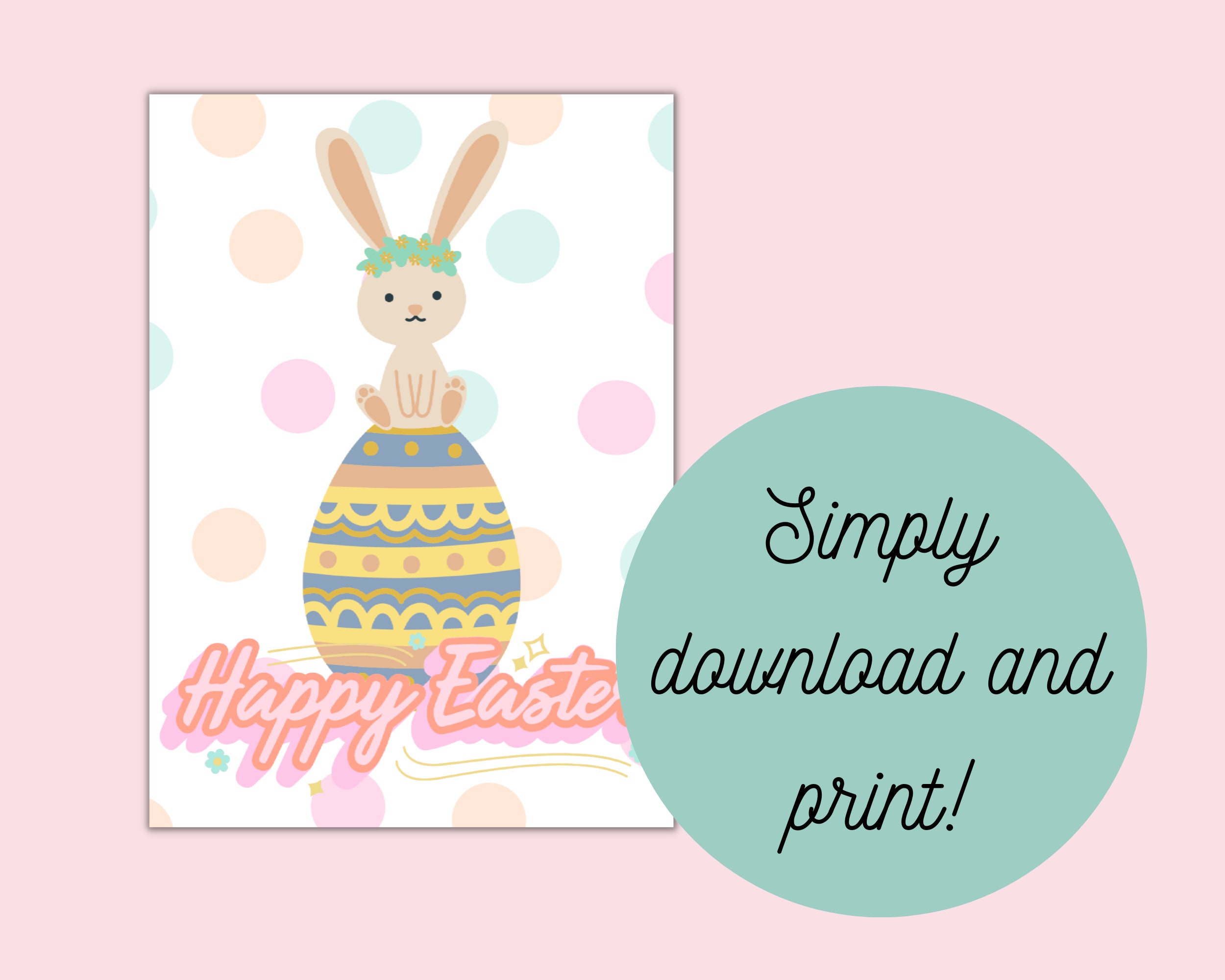 Printable Bunny Easter Card PDF Instant Download Classic Easter Bunny ...