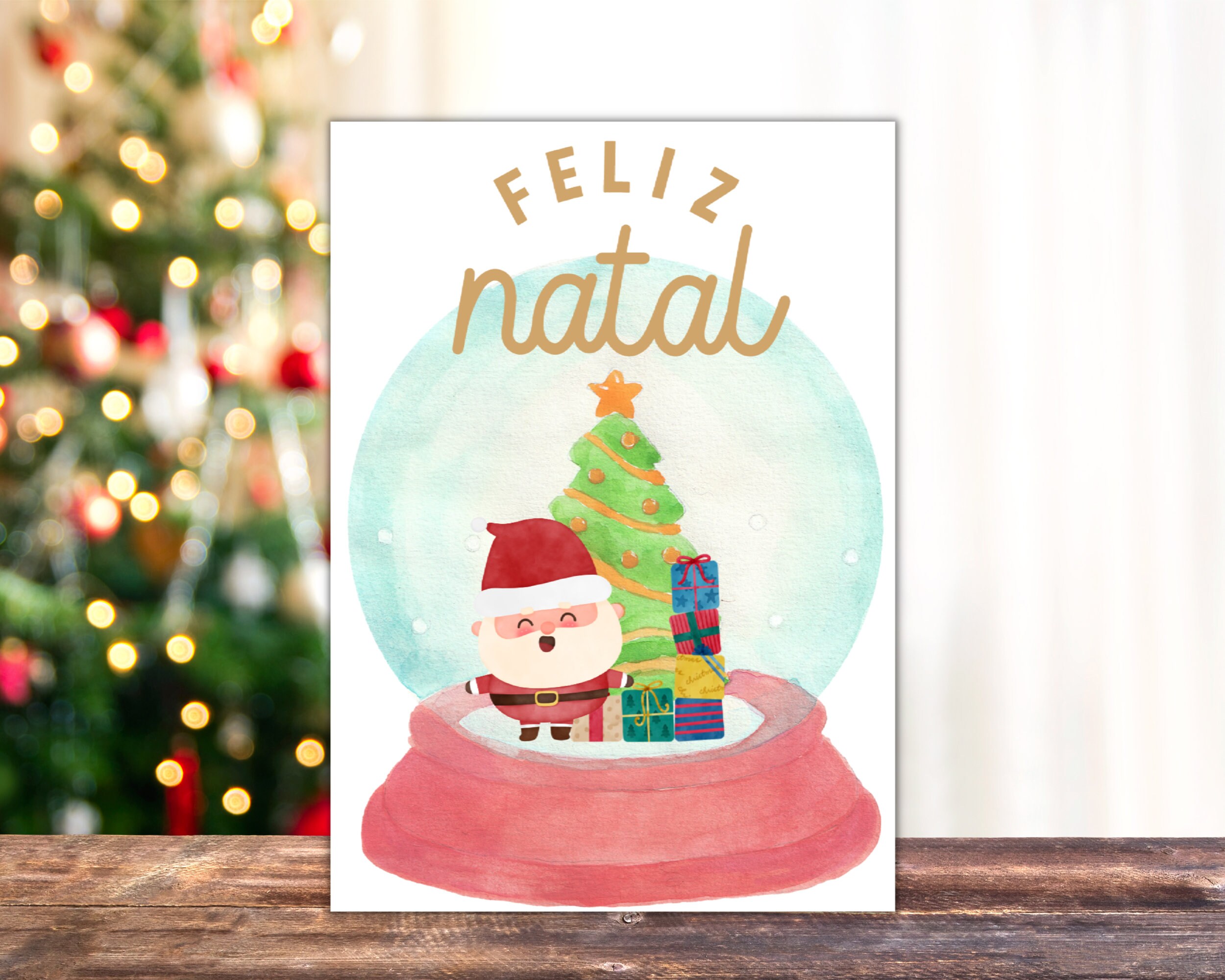 Printable Santa Snow Globe Christmas Card | PDF Digital Download ...