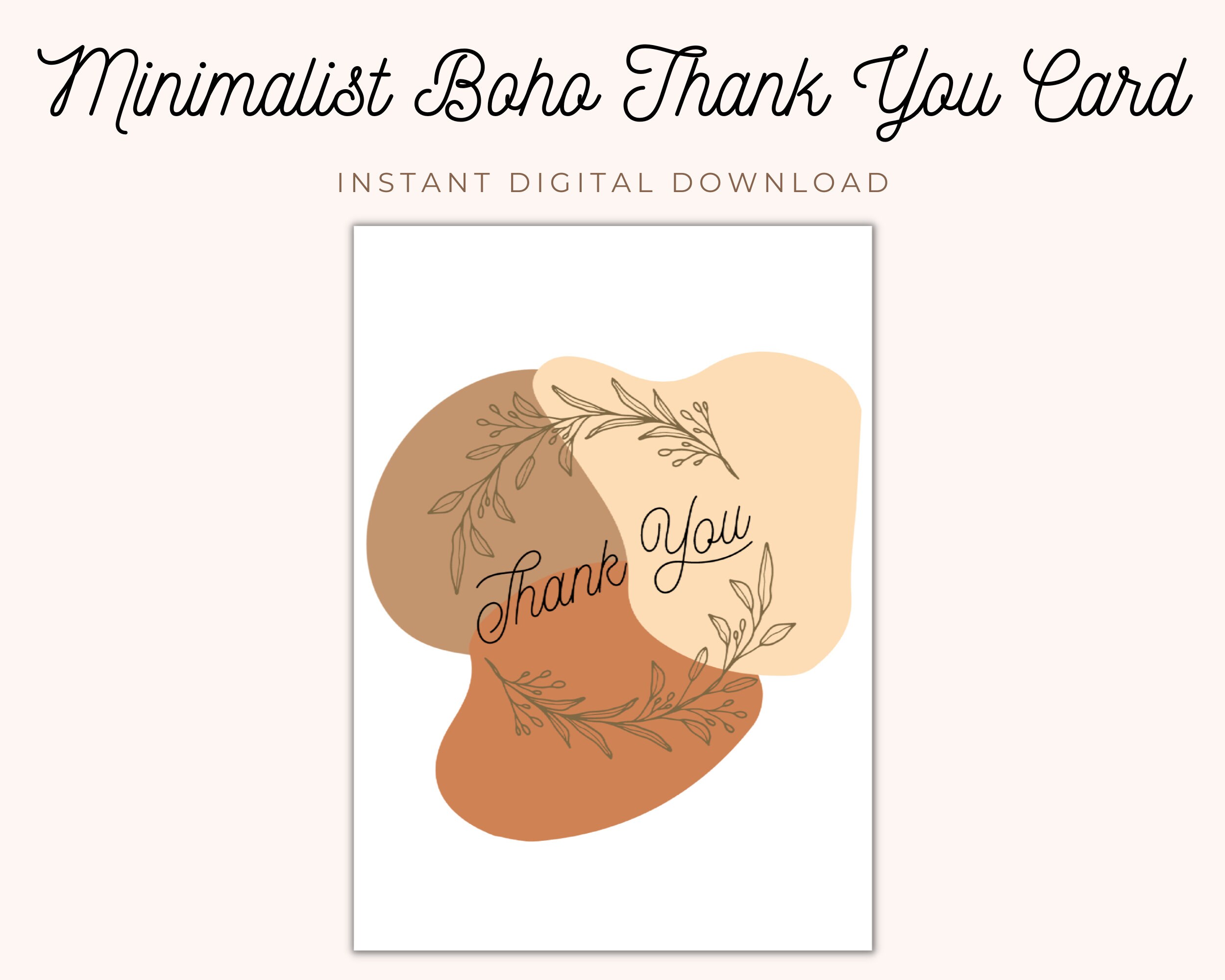 Minimalist Boho Thank You Card Printable PDF Instant Download ...