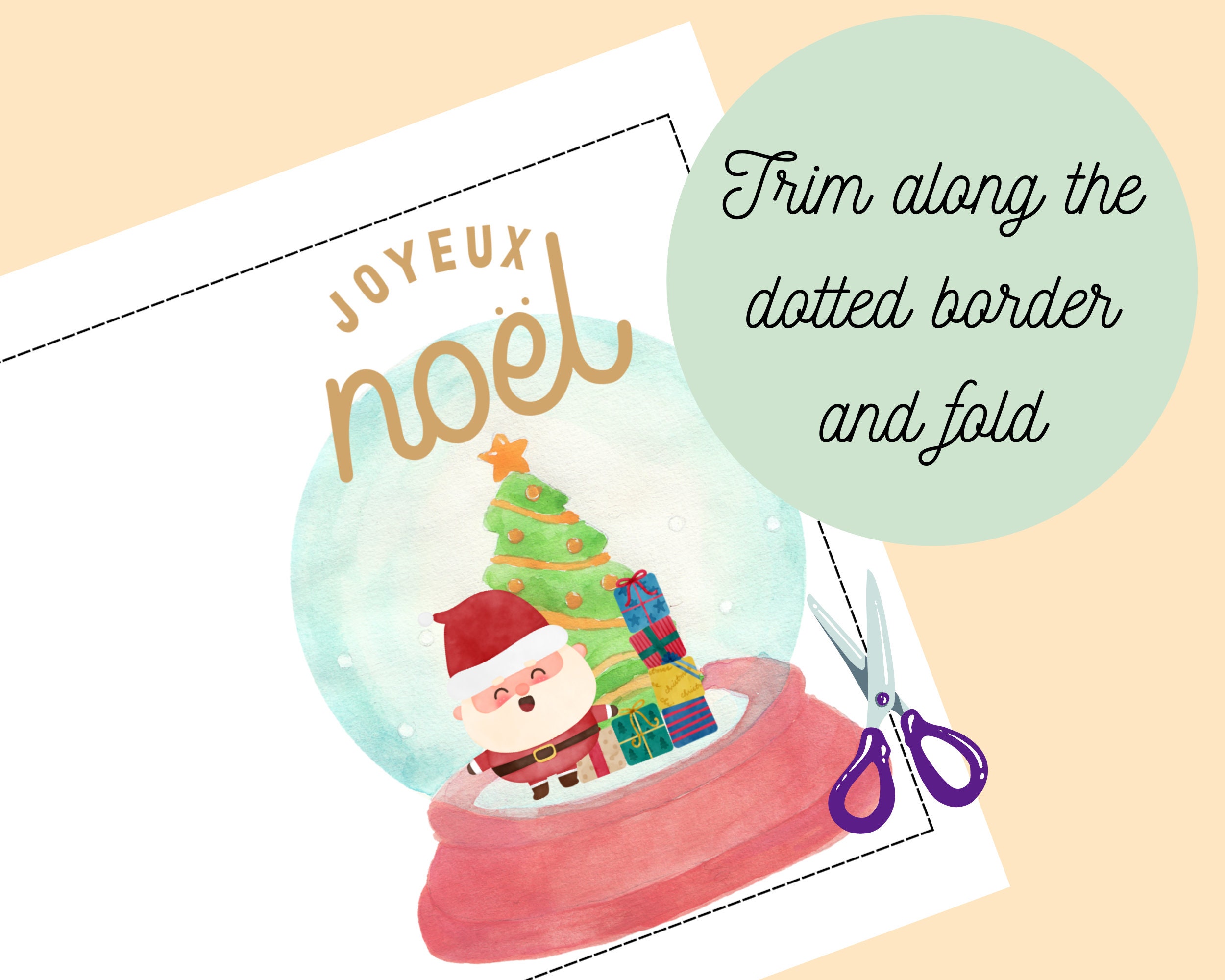 Printable Santa Snow Globe Christmas Card | PDF Digital Download ...