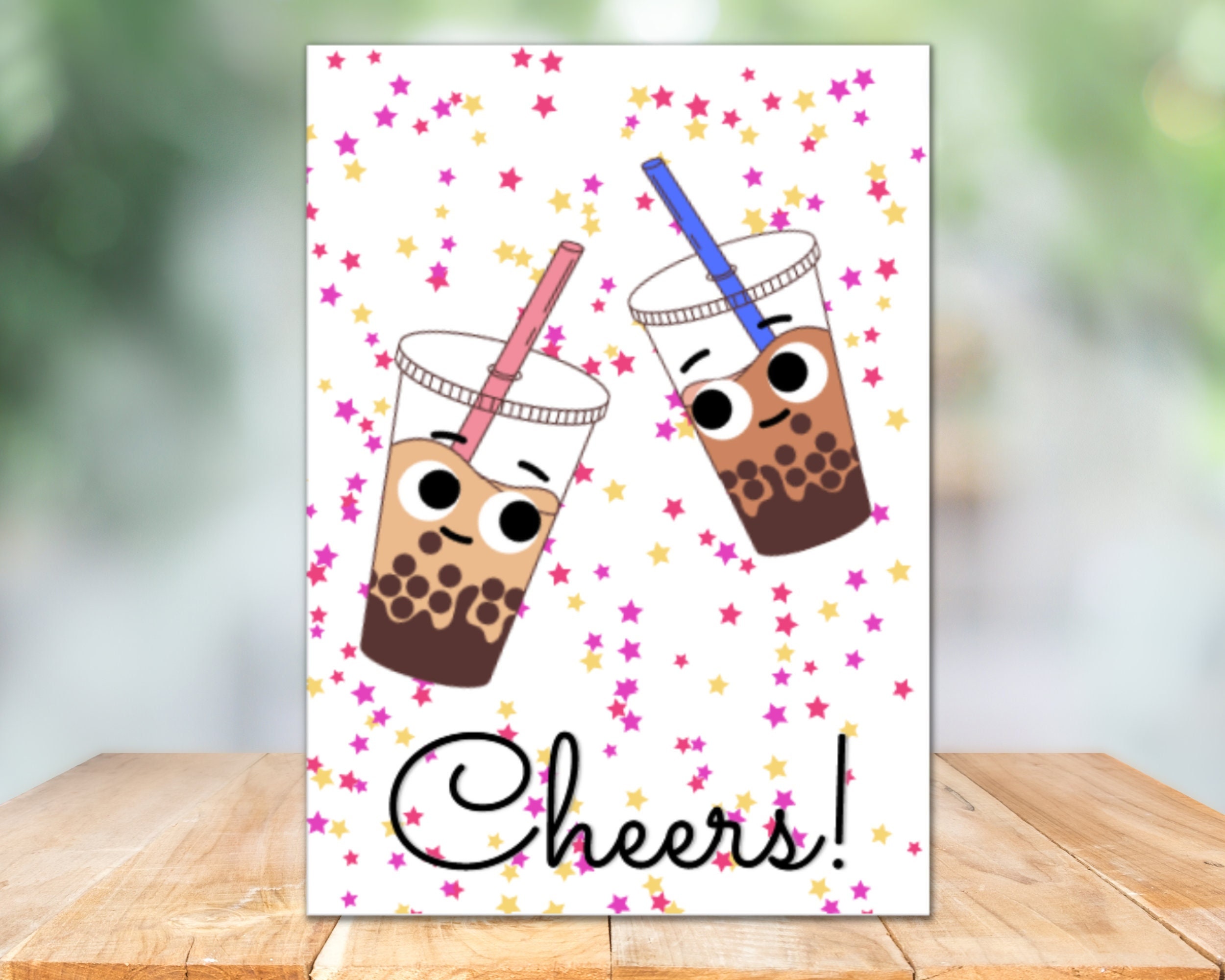 Printable Bubble Tea Boba Cheers Card PDF Digital Download Printable ...