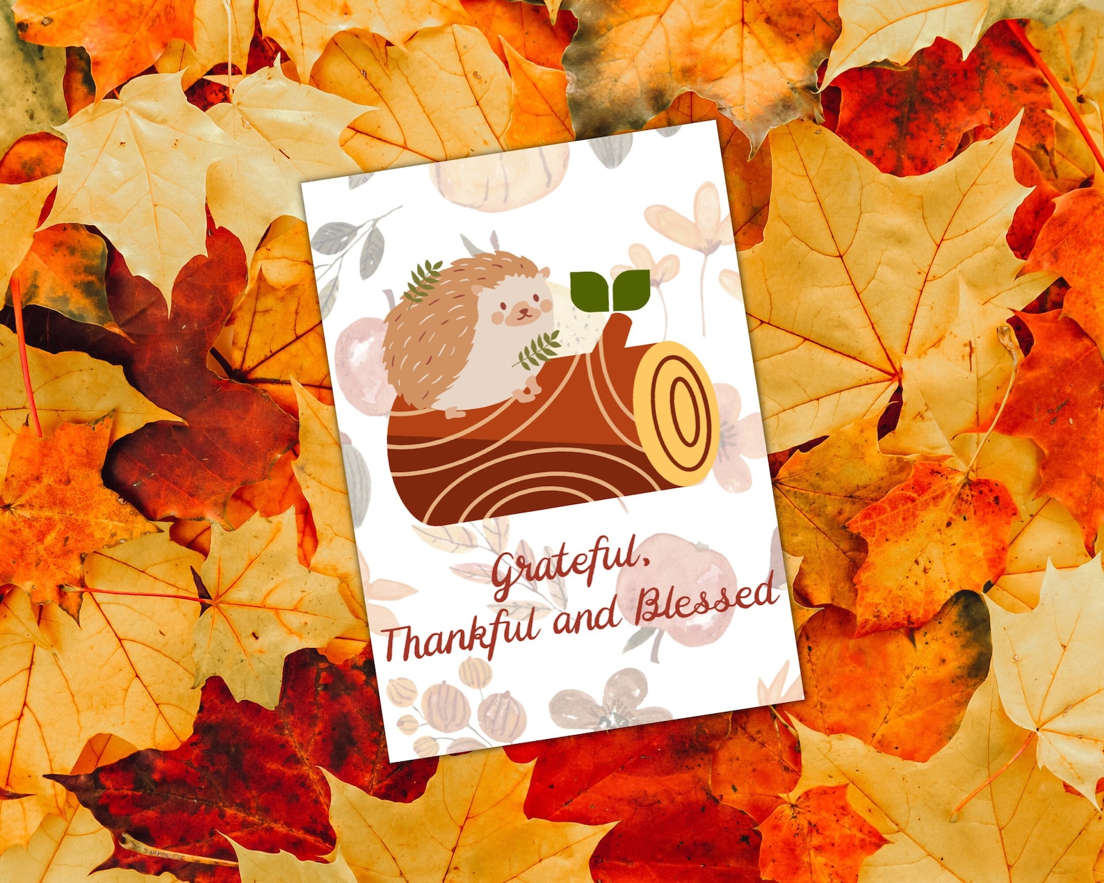 Hedgehog Thanksgiving Card | PDF Instant Download | Happy Thanksgiving ...