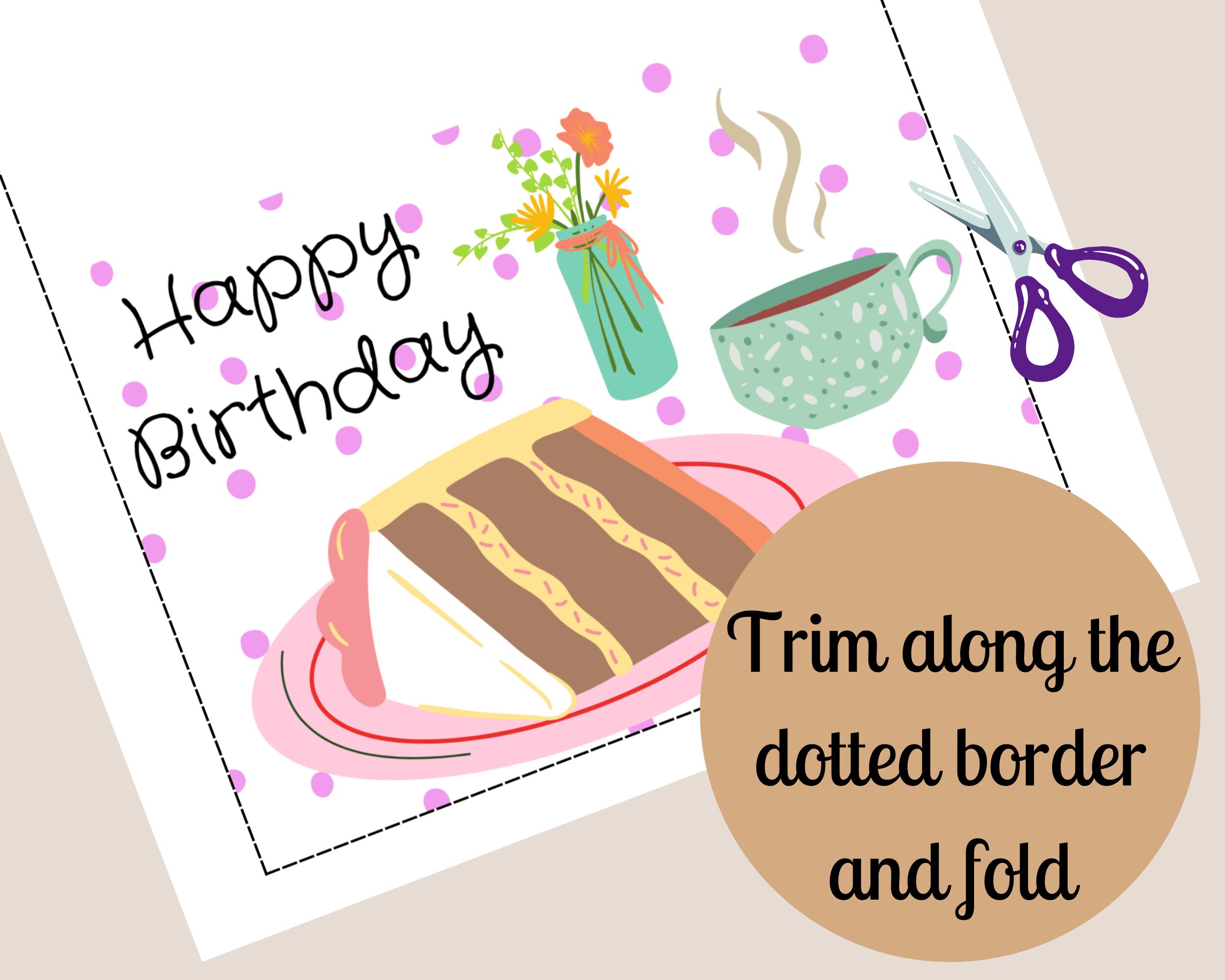 Printable Cake Slice Birthday Card PDF Digital Download Brithday Cards ...