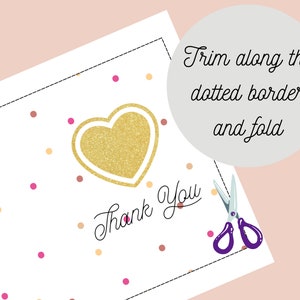 Gold Heart Thank You Card Printable | PDF Instant Download | Heart ...