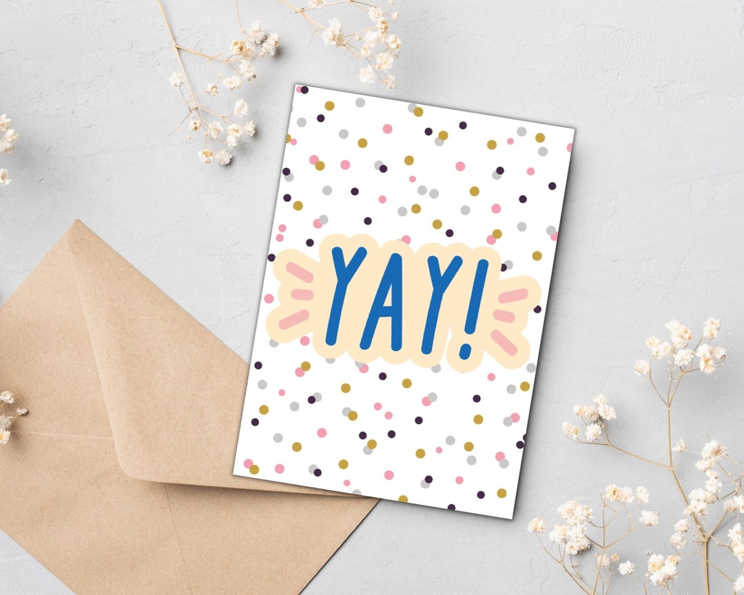 Celebratory "yay" Greeting Card | PDF Instant Download | Yay Greeting ...