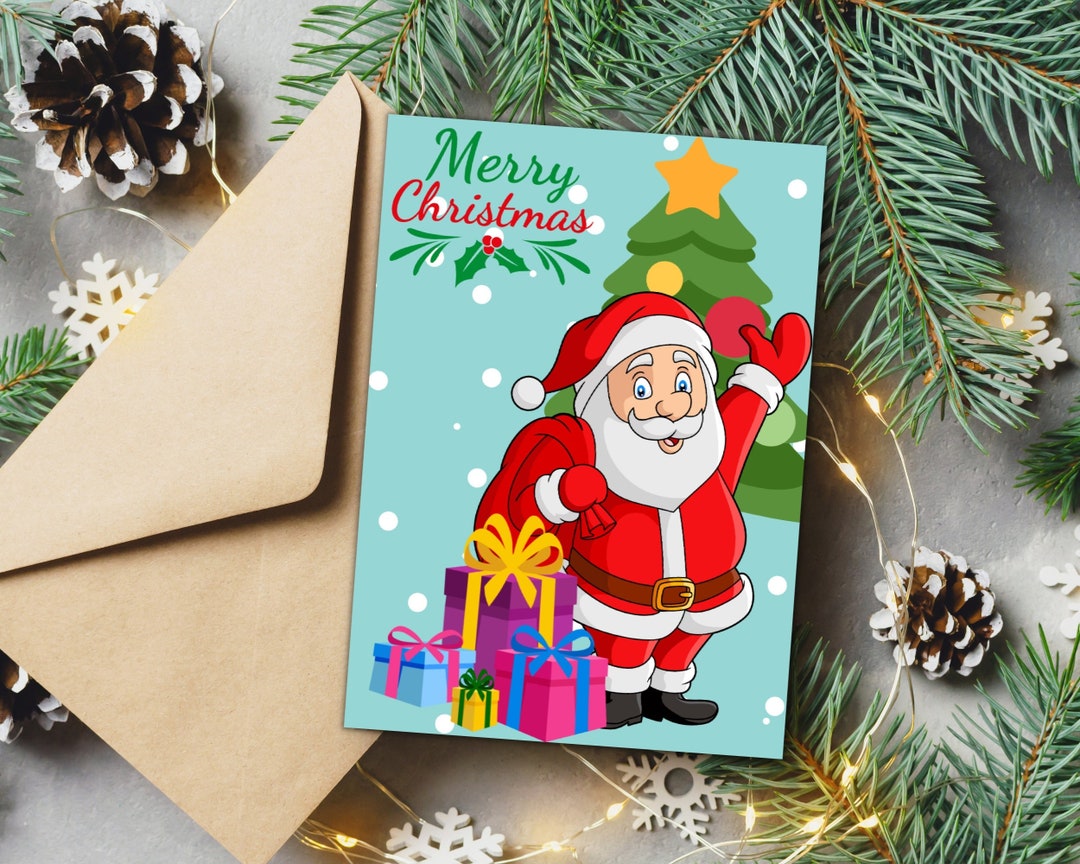 Printable Santa Christmas Card | PDF Digital Download | Merry Christmas ...
