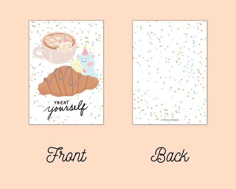 Coffee & Croissant Birthday Card Printable PDF Instant - Etsy