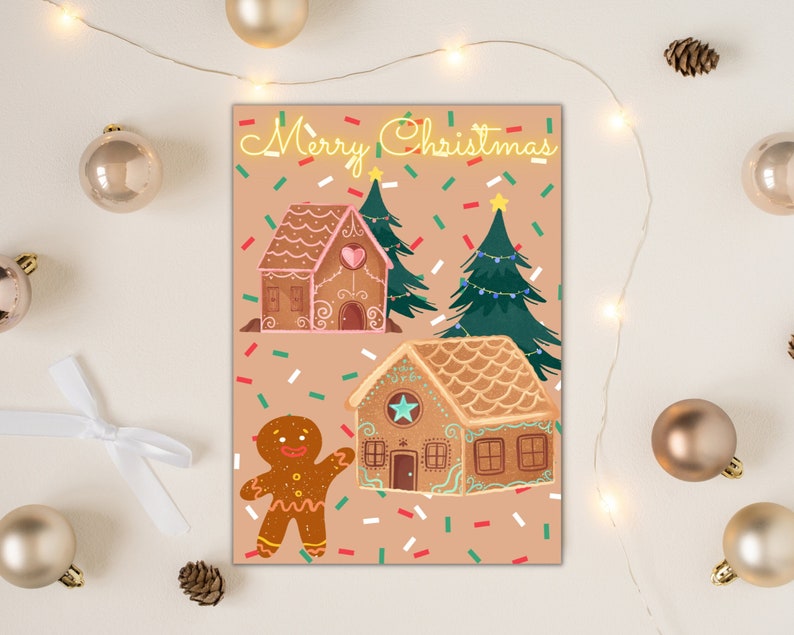 Printable Gingerbread Christmas Card PDF Digital Download Fun Christmas ...