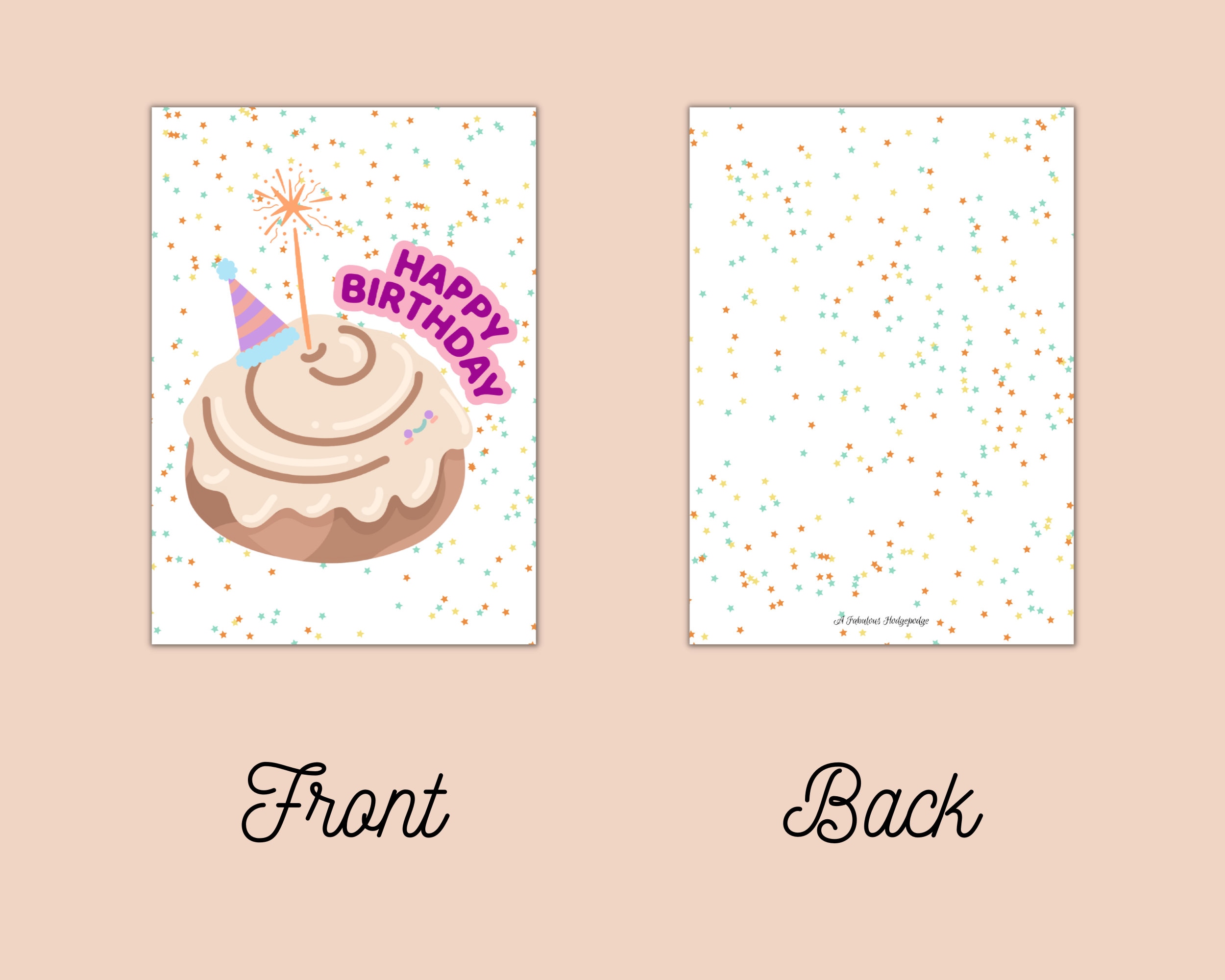 Cinnamon Roll Birthday Card Printable PDF Instant Download Cinnamon Bun ...