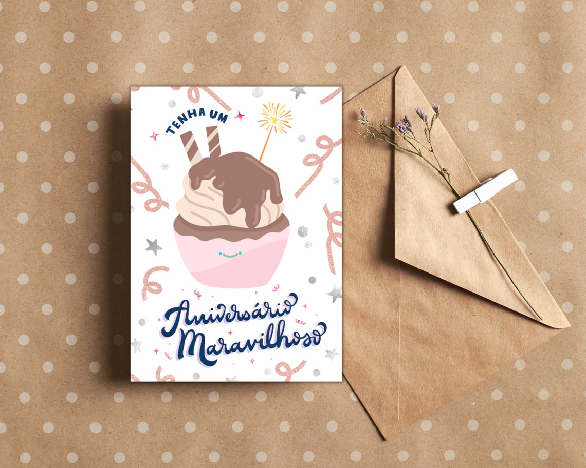 Portuguese Birthday Card Printable PDF Instant Download Tenha Um ...